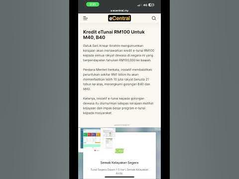 KREDIT e-TUNAI RM100 B40 M40 | EWALLET RM100 - YouTube