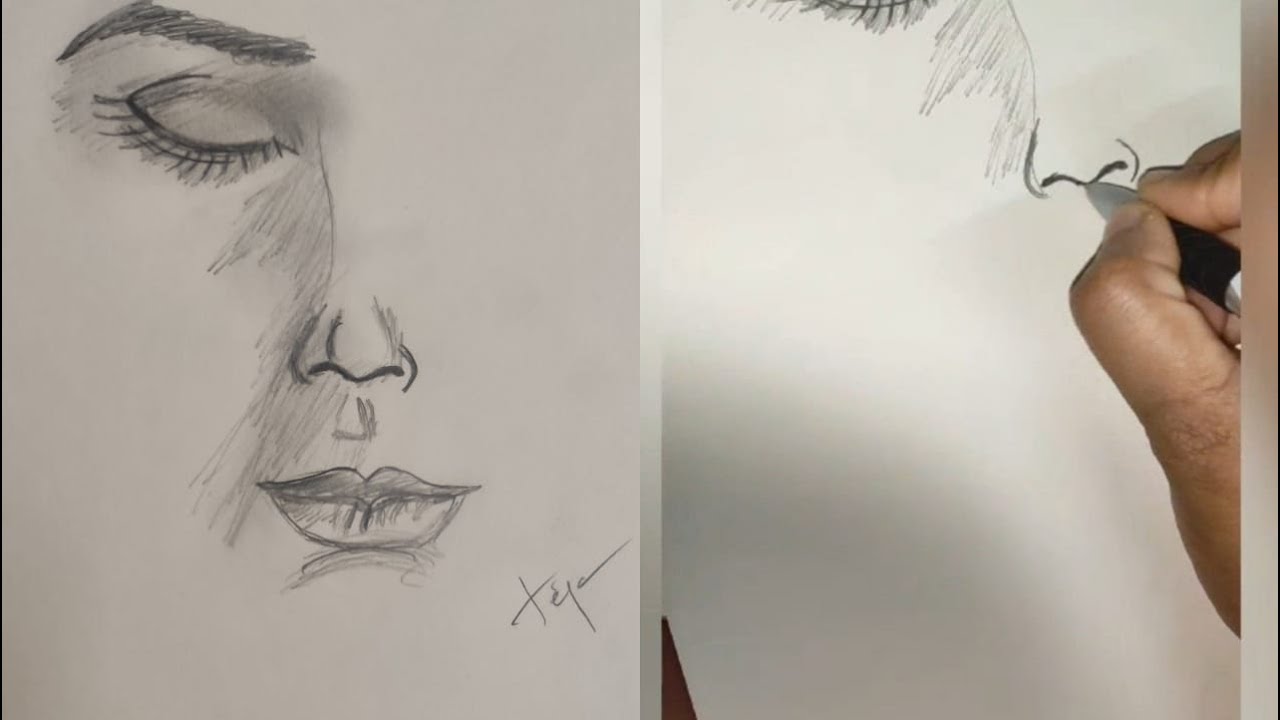 HALF FACE PENCIL DRAWING | TIME LAPSE | BELLAMKONDA TEJESWINI | THE ART ...