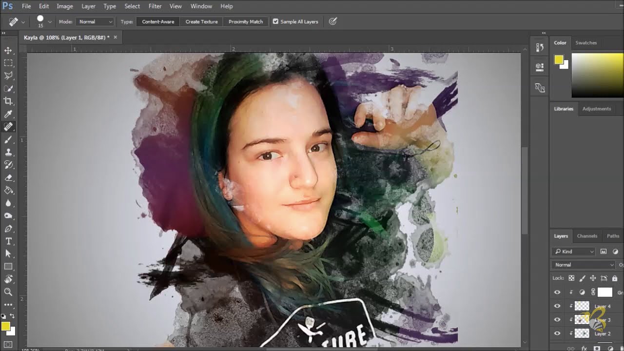 How to Apply Watercolor Splatter Effect in Photoshop - YouTube