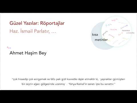 kısa metinler: Ahmet Haşim Bey | Güzel Yazılar: Röportajlar - haz. İsmail Parlatır, …