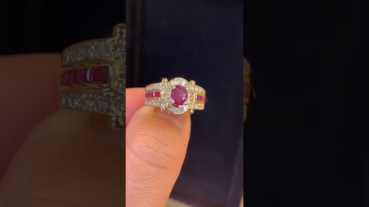 K18 gold ring with 0.66ct / 0.38ct ruby, 0.72ct diamond - YouTube