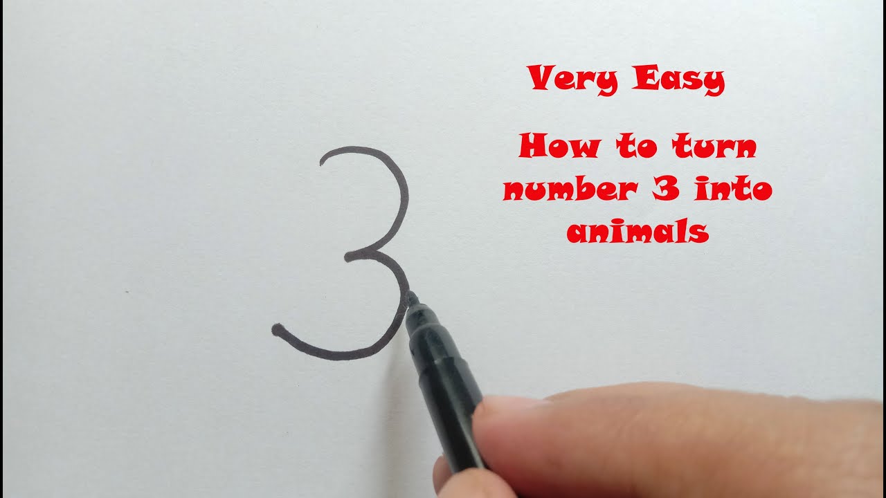 Easy peasy, How to turn numbers into animals | How to turn number 3 ...