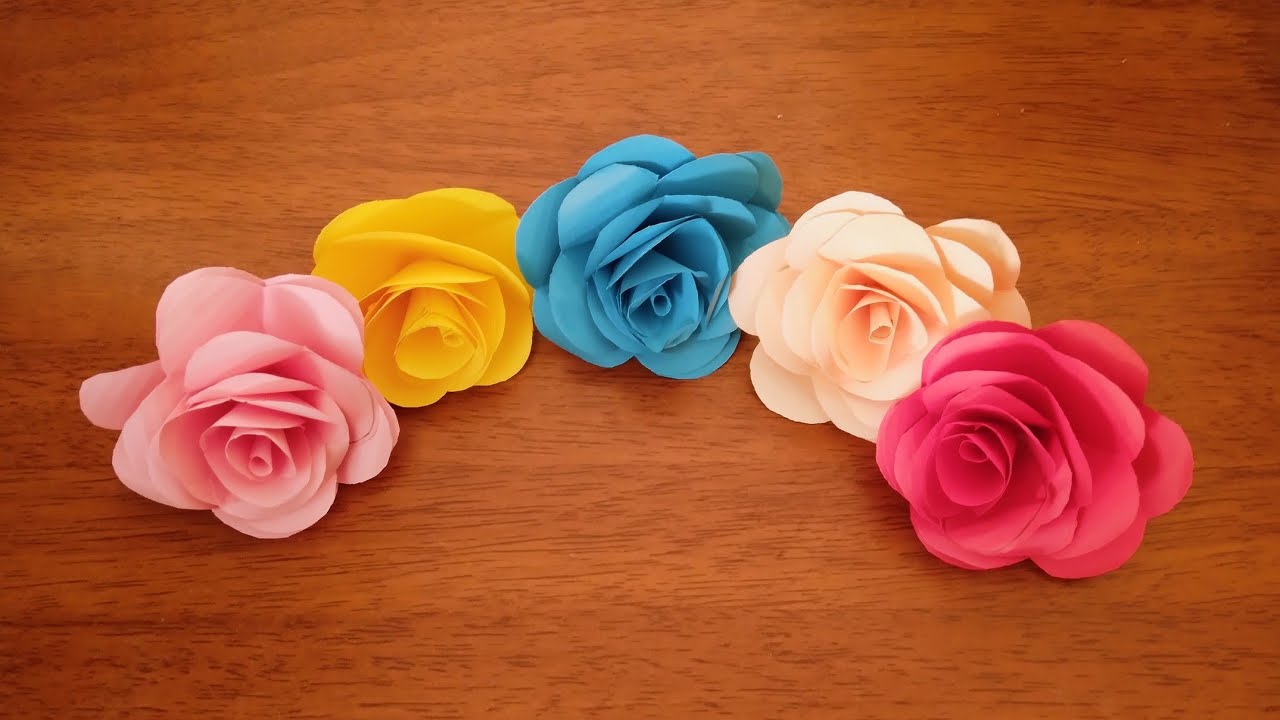 DIY Beautiful 3D paper Roses... How to make paper Roseflower. - YouTube