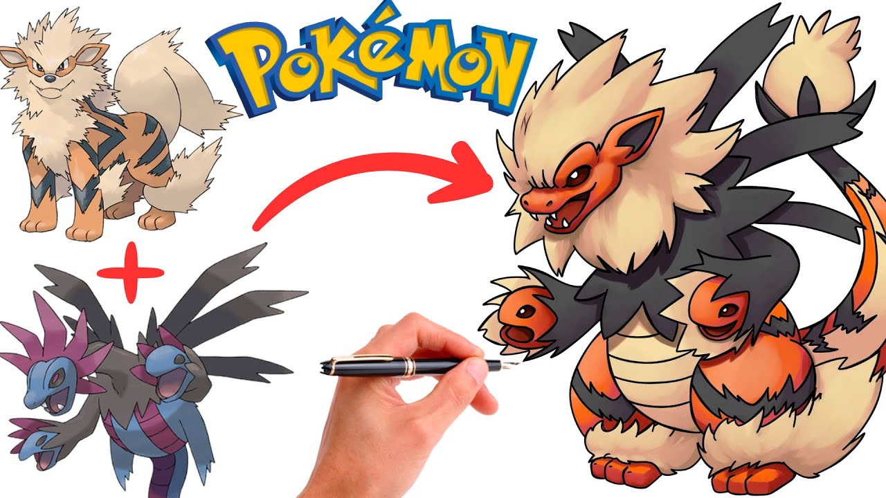 How To Draw ARCANINE and HYDREIGON FUSION POKEMON | Pokemon Fusion ...