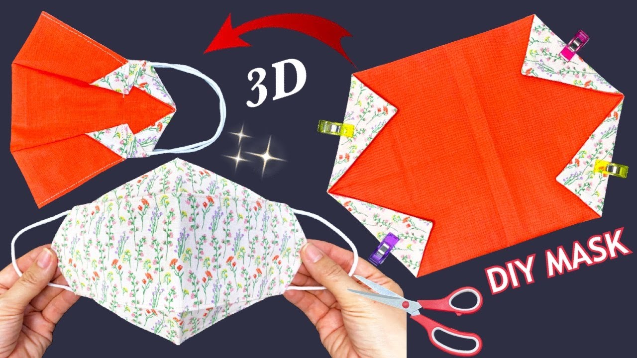 New Style Beautiful 3D Mask! Diy 3D Face Mask Easy Pattern Sewing ...