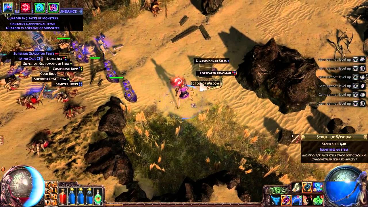Path of Exile: lv66 dunes map clear in 5min with 352% rarity. - YouTube