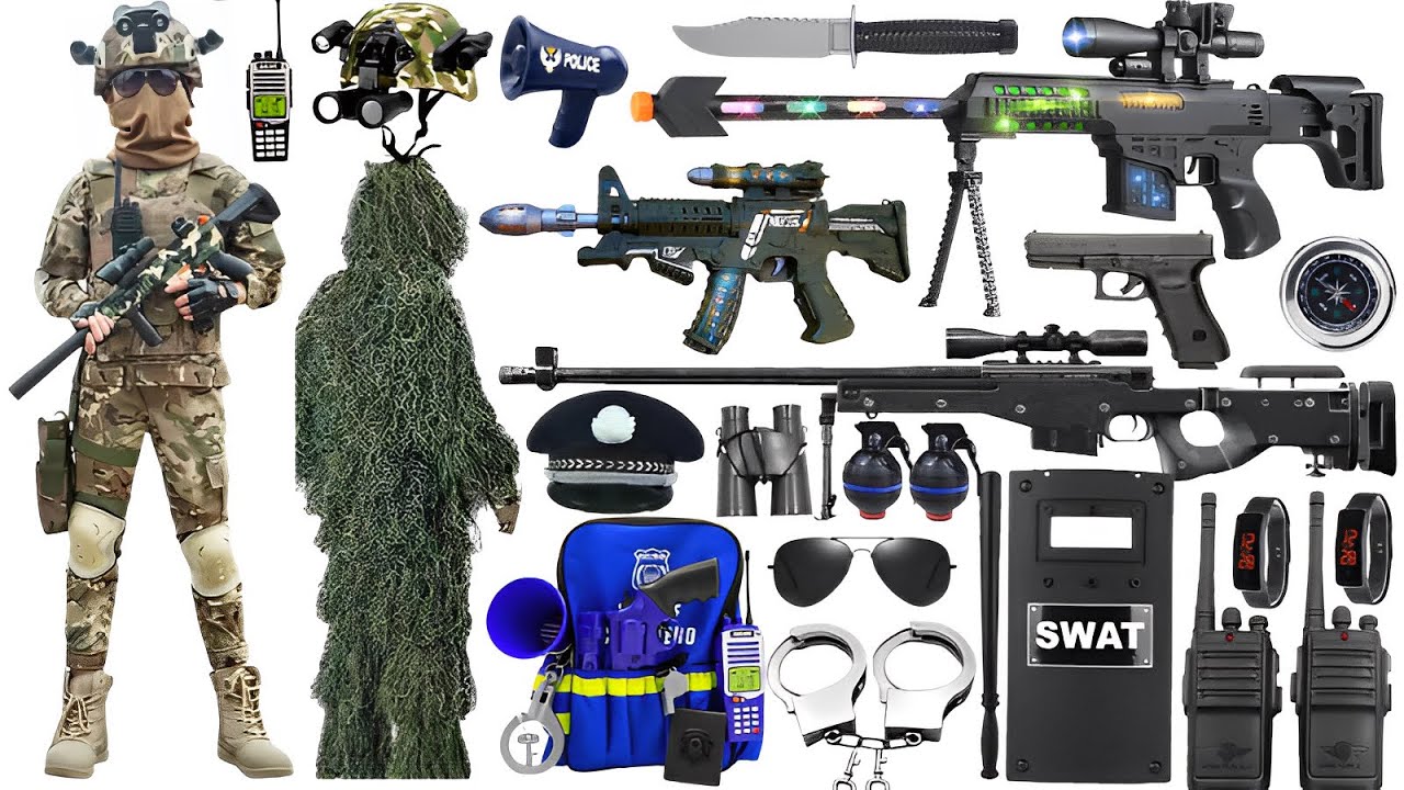 Special police toys, weapon sets Unboxing M4A1 electric toy guns ...