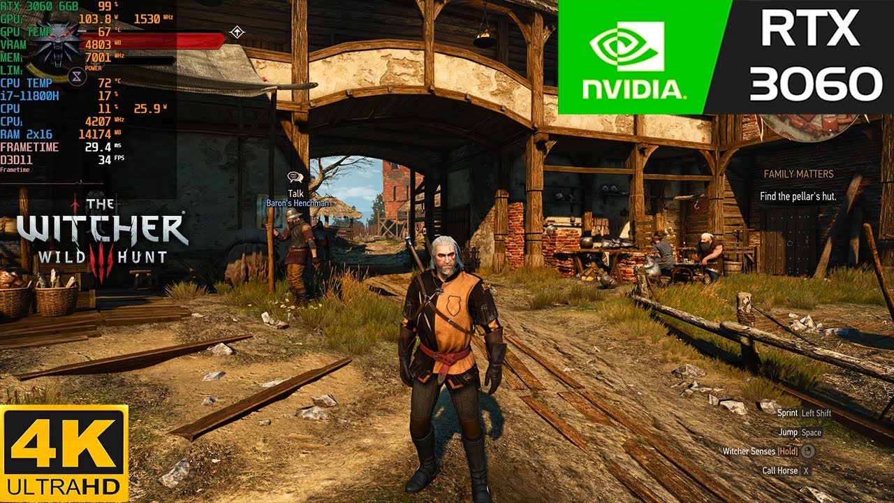Witcher 3 Wild Hunt Maximum Settings 4K | RTX 3060 | i7 11800H - YouTube