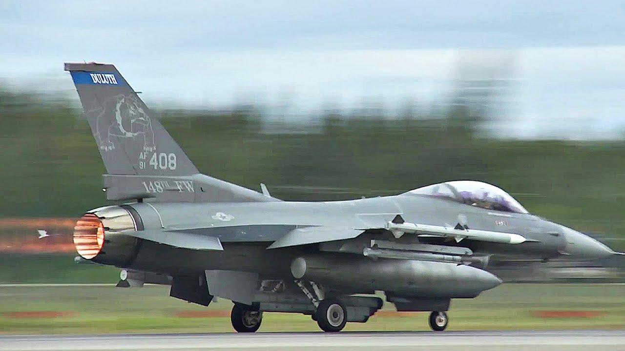 KC-135, F-16, F-15J and A-10 Aircraft Takeoff in RED FLAG-Alaska ...