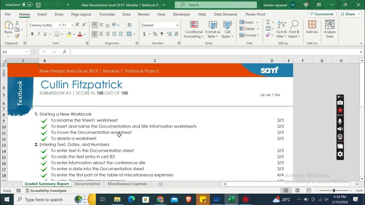 Excel Module 1 Textbook Project | New Perspectives Excel 2019 | Medit ...