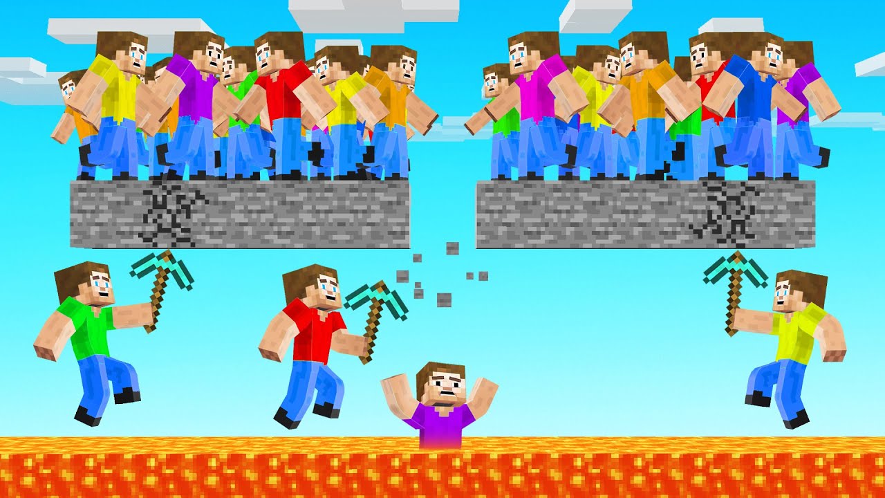 We Played SPLEEF With 100 PLAYERS In Minecraft! (hectic) - YouTube