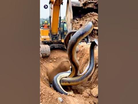 Excavator Strike Giant Python #wildlife#snake#python# Python encounter# ...