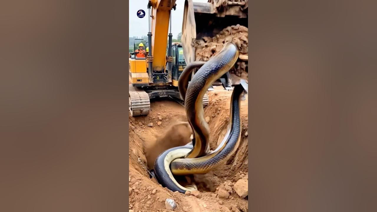 Excavator Strike Giant Python #wildlife#snake#python# Python encounter# ...
