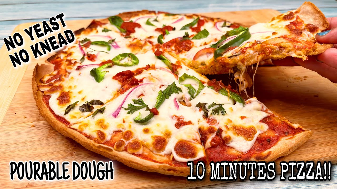 How to make POURABLE [LIQUID DOUGH] Pizza | NO YEAST, NO KNEAD Pizza ...