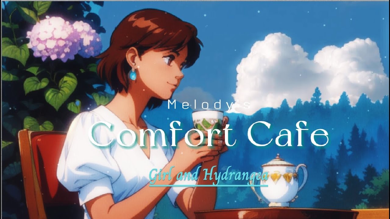 80's Retro Anime Style: Summer Clouds, Girl, and Hydrangea - Relaxing ...