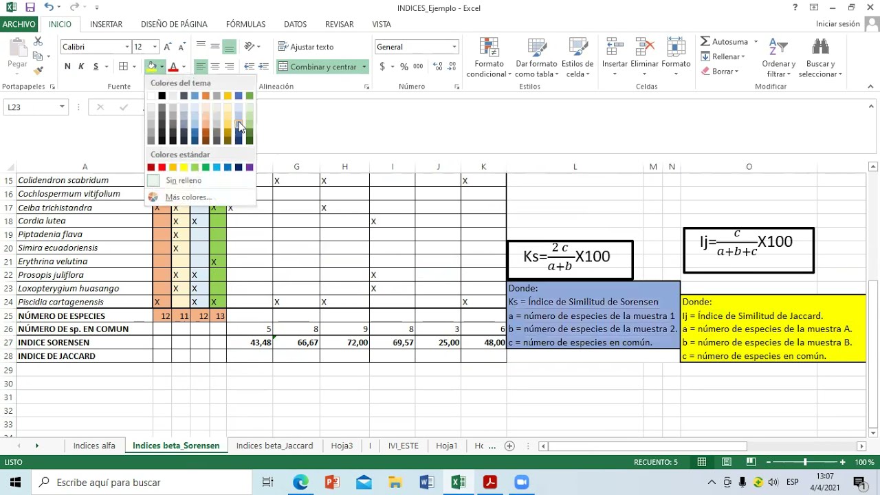 Índices Beta de Sorensen y Jaccard - YouTube