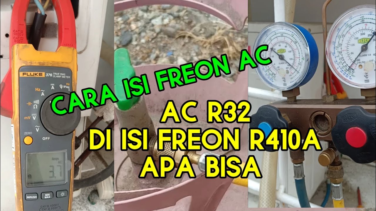 Cara isi freon AC || R32 ganti R410A tetap dingin - YouTube