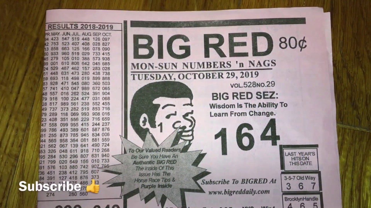 Big Red Number Sheet Lotto Pick 3 Lottery Numbers Game June 6, 2020 ...