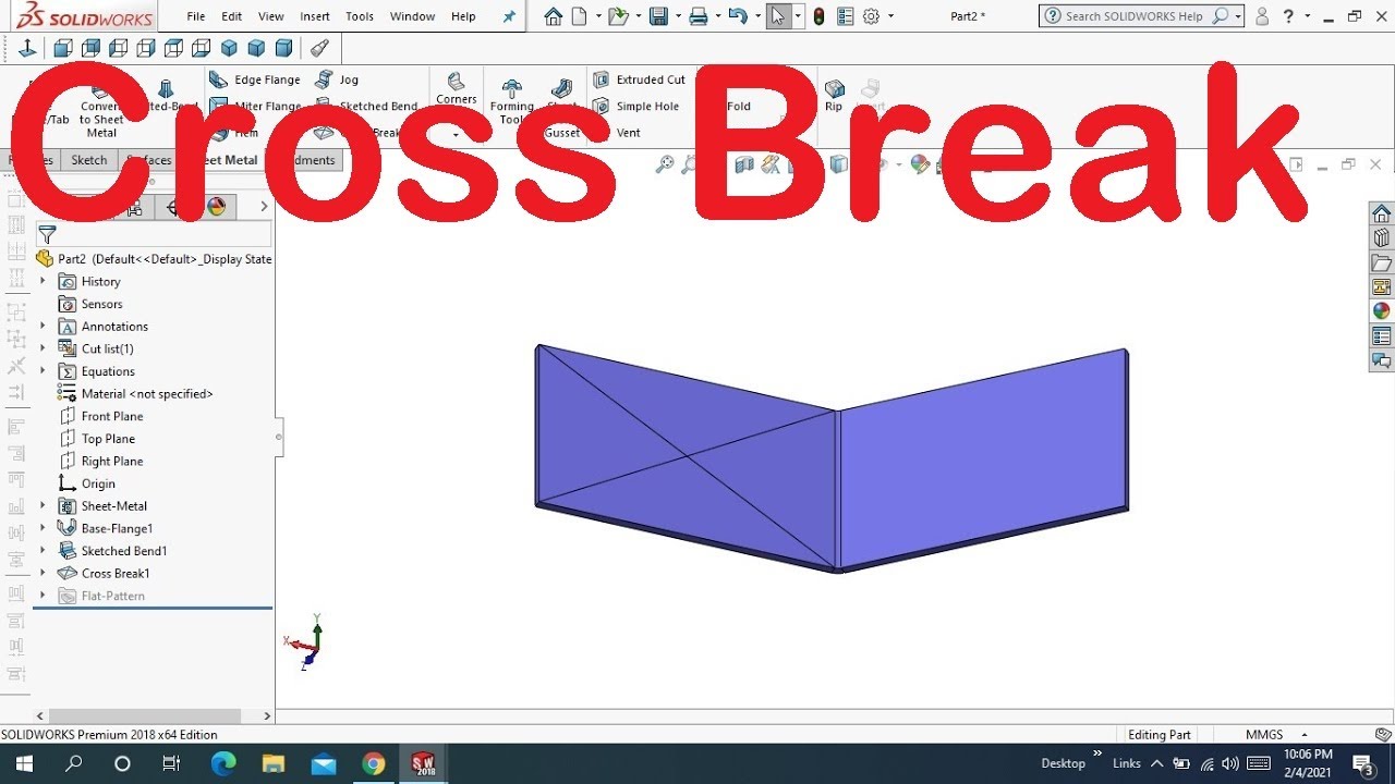 SKETCHED BEND in | solid work | cross break - YouTube