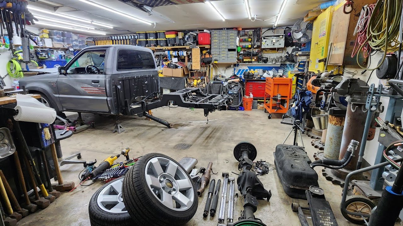 Bagged mini truck build part 4ish - YouTube