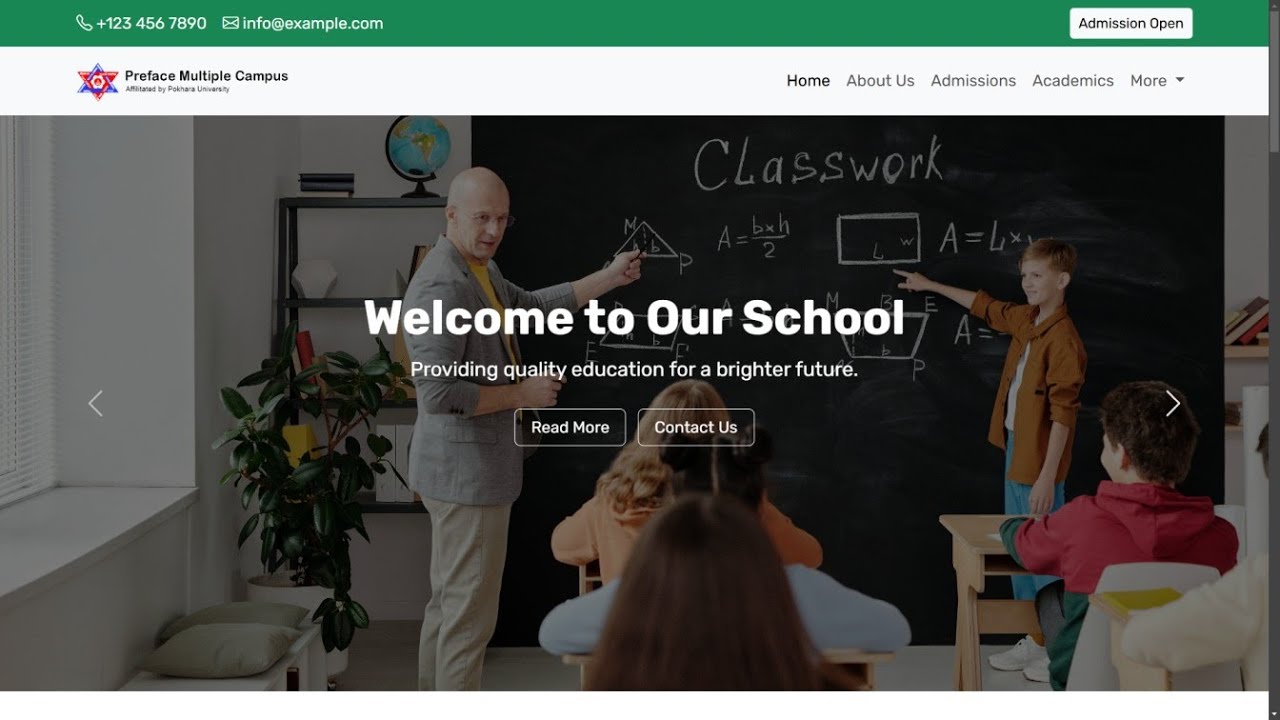 School website using html css and bootstrap | School website ...