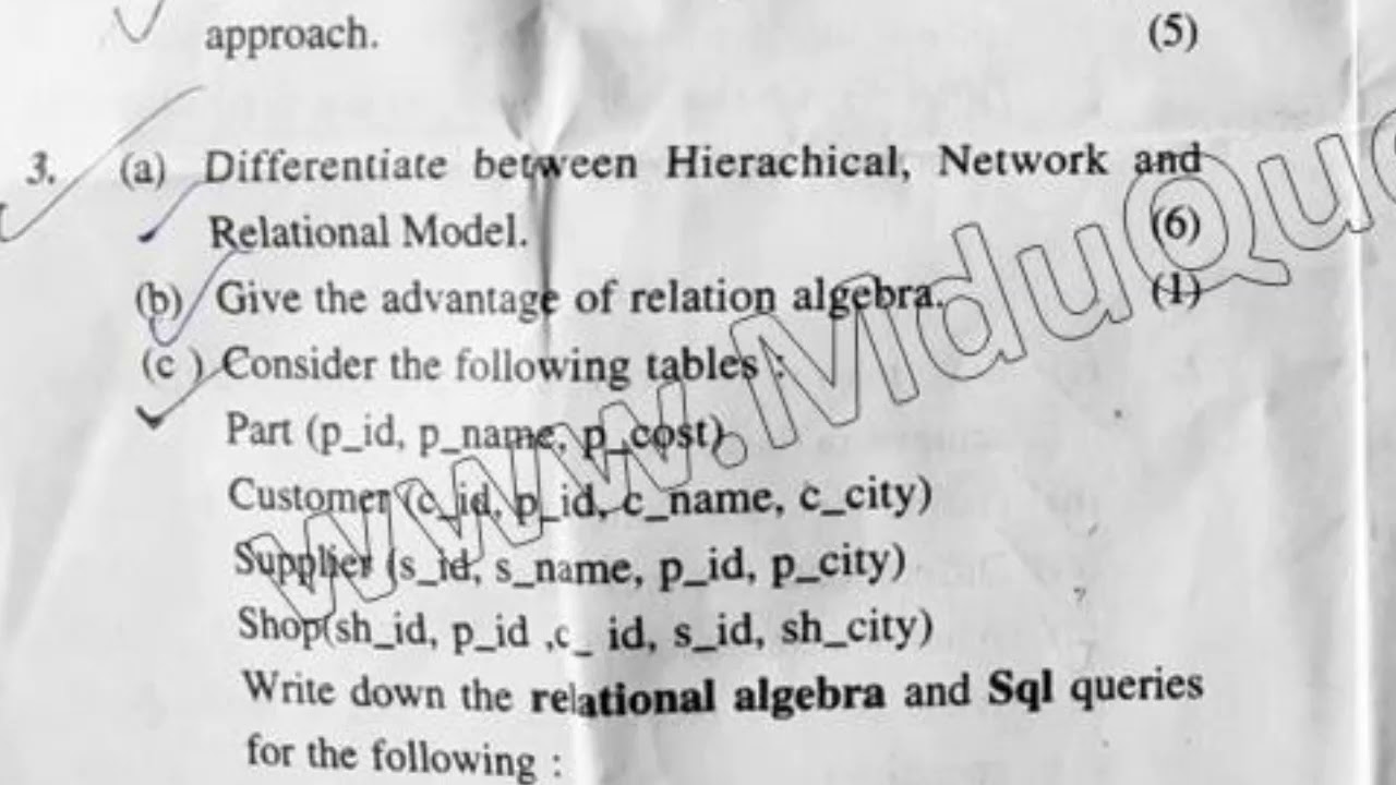 BCA 3rd Sem Database Management System Question Paper - YouTube