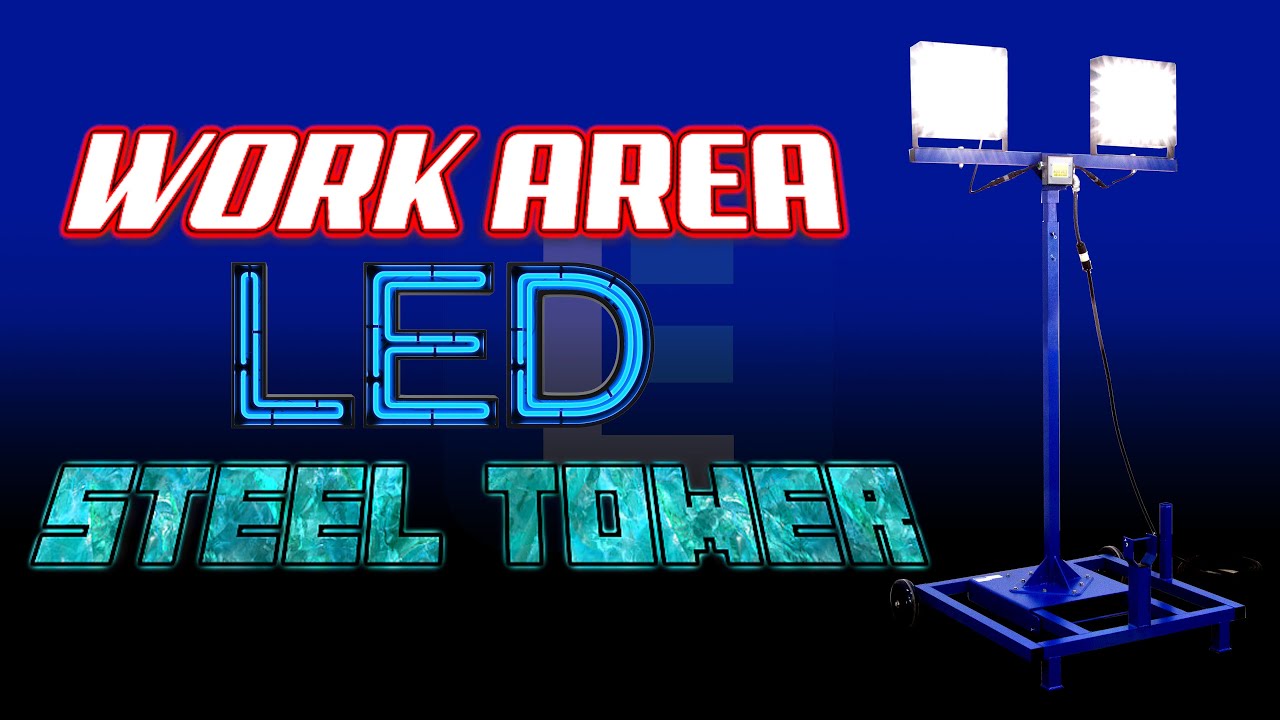 WORK AREA LED LIGHT on Portable STEEL TOWER 81,000 Lumens BRIGHT! - YouTube