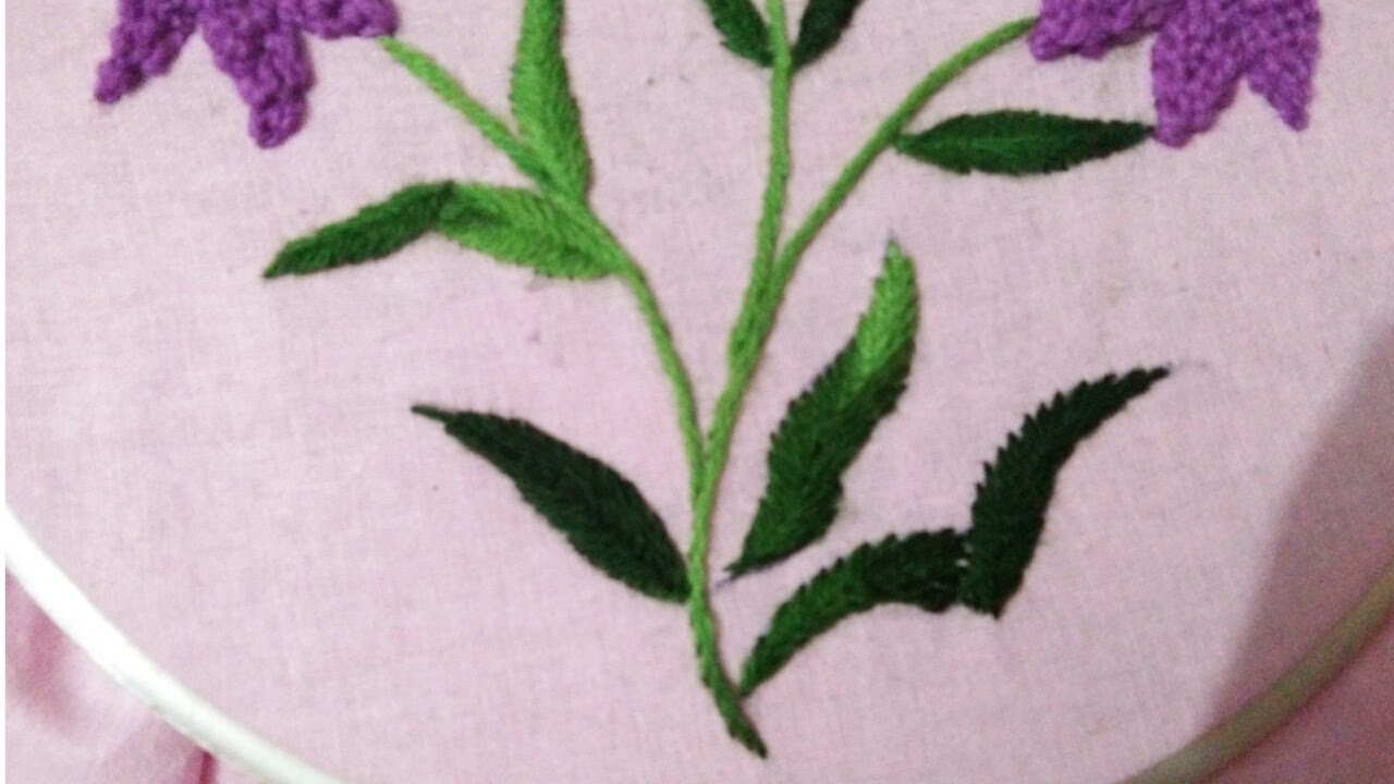 Hand embroidery how to make Kenna flower leaves - YouTube