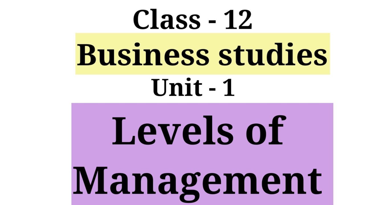 Levels of management | Nature and significance of management | Class ...