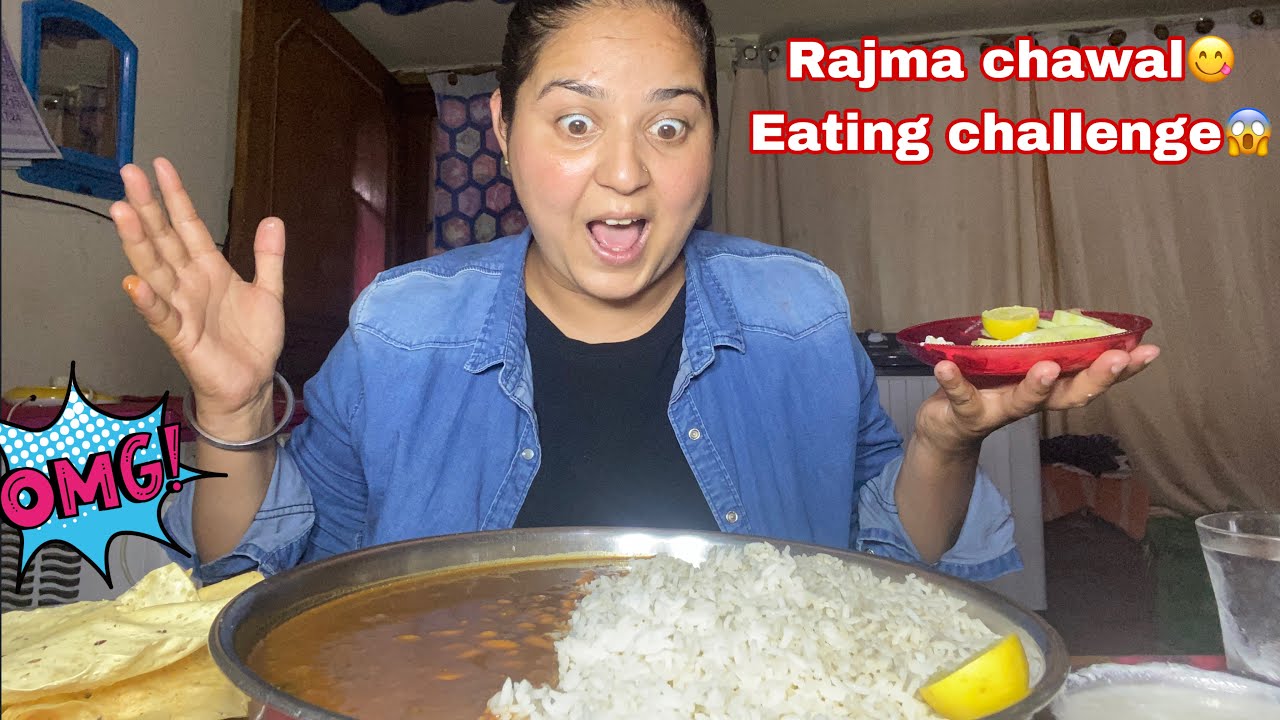 Eating Rajma Chawal | Green salad | keere ka Rayta | Papad | Real ...