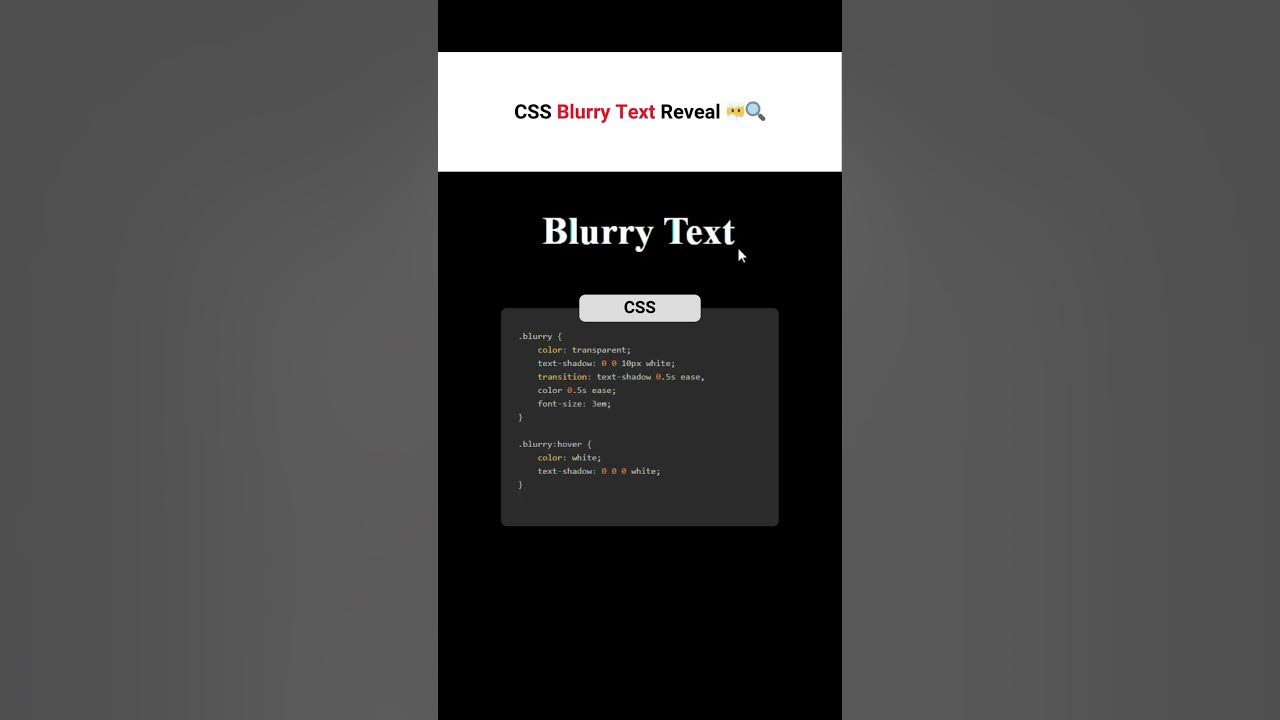 CSS Blurry Text Reveal 😶‍🌫️🔍 #Shorts - YouTube