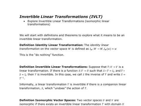 MATH118 - Invertible Linear Transformations - YouTube