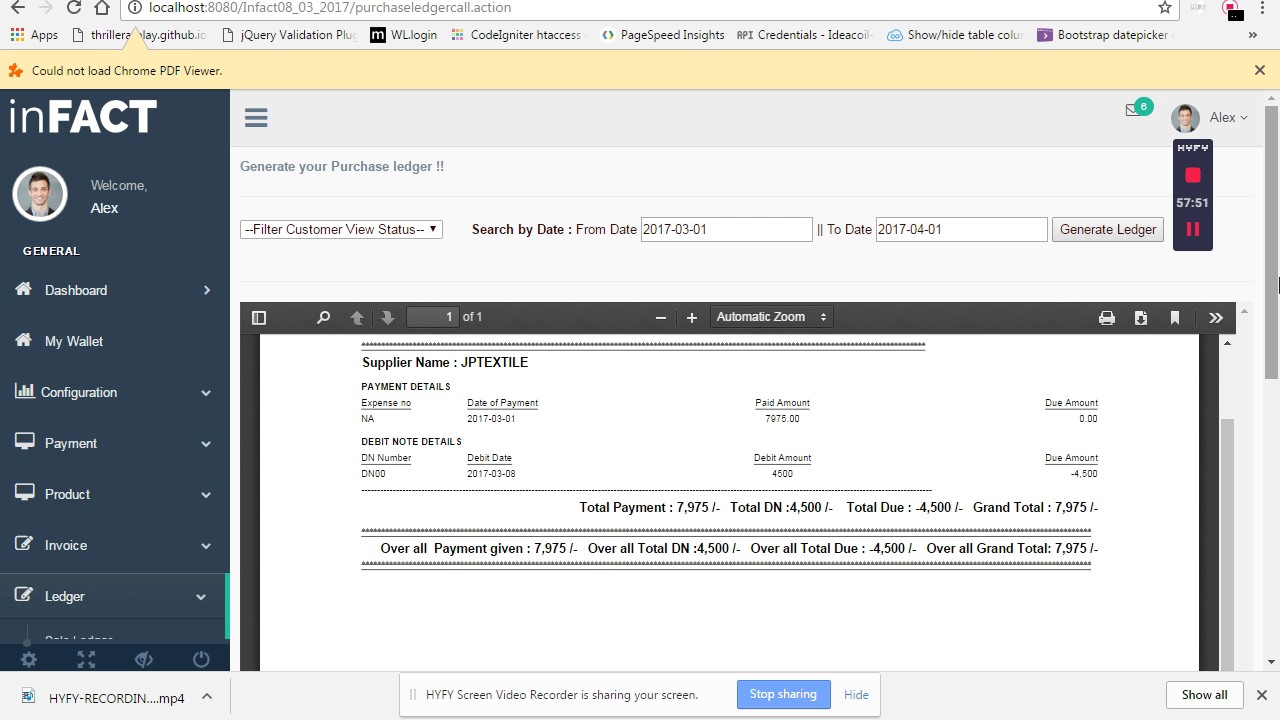 Cash Flow and Debit Note demo of Infact - YouTube