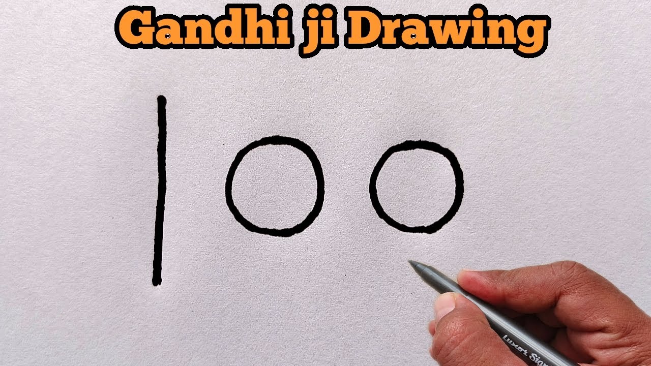 Mahatma Gandhi drawing from number 100 | Number Drawing - YouTube
