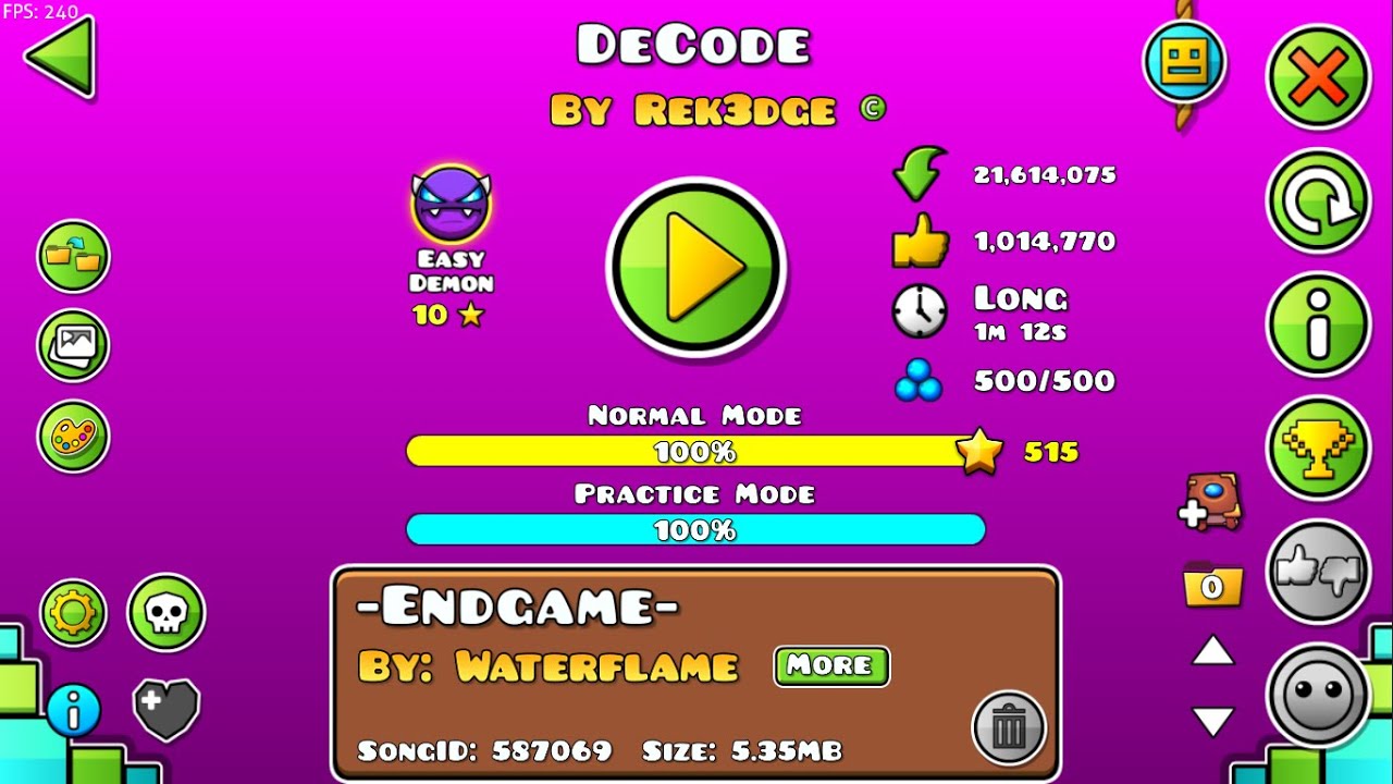 DeCode 100% (Easy Demon) by Rek3dge | Geometry Dash - YouTube