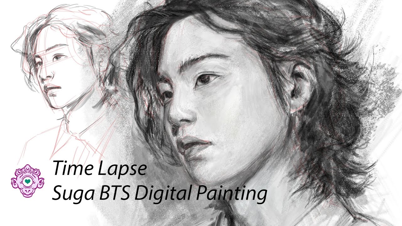 Portrait Sketching Suga BTS Digital Painting Time Lapse - YouTube
