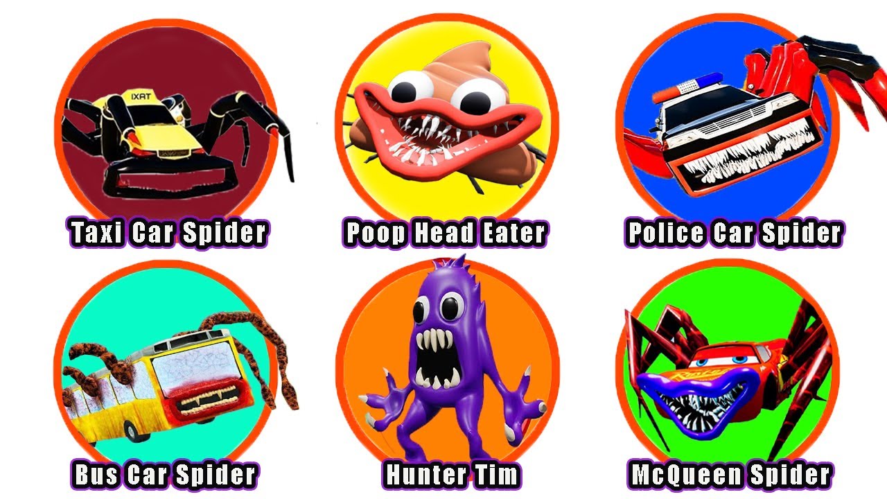 KUMPULAN MONSTER !! Taxi Car Spider , Poop Head Eater , Police Spider ...