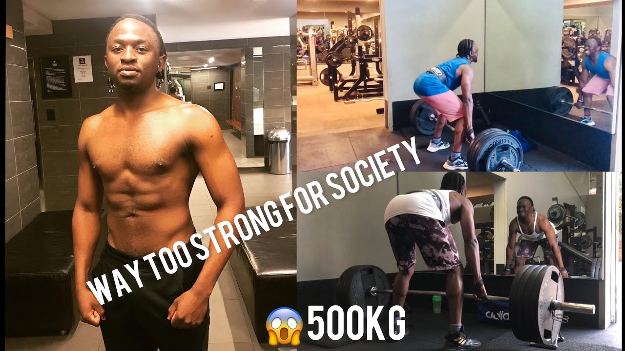 South African light weight bodybuilder doing reps of strength training ...