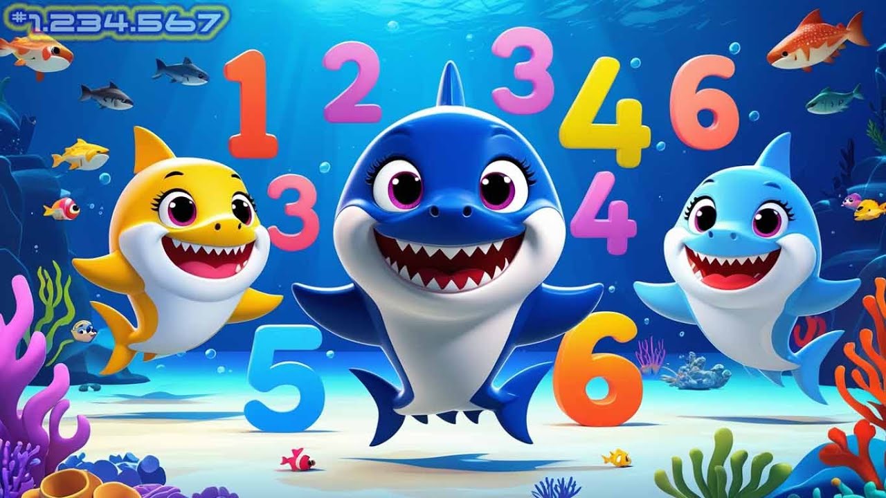 Baby Shark Learns to Count from 1 to 10 | Numbers Song | Nursery Rhymes ...