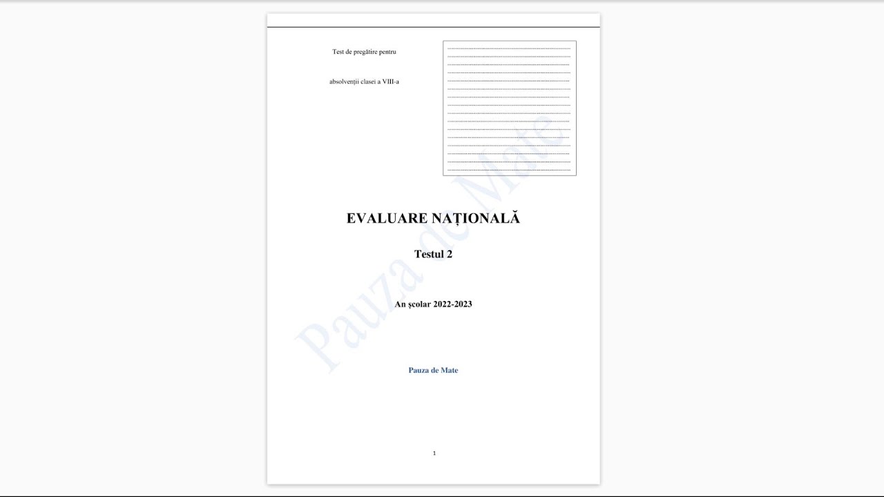 Testul 2 de pregatire pentru Evaluare Nationala 2023 - YouTube
