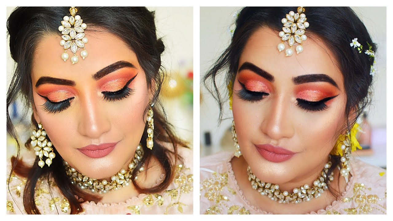 Indian bridal makeup tutorial engagement makeup look - YouTube