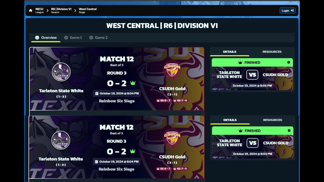 CSUDH R6S GOLD vs TARLETON STATE WHITE- NECC Esports LeagueOS - pkslump ...