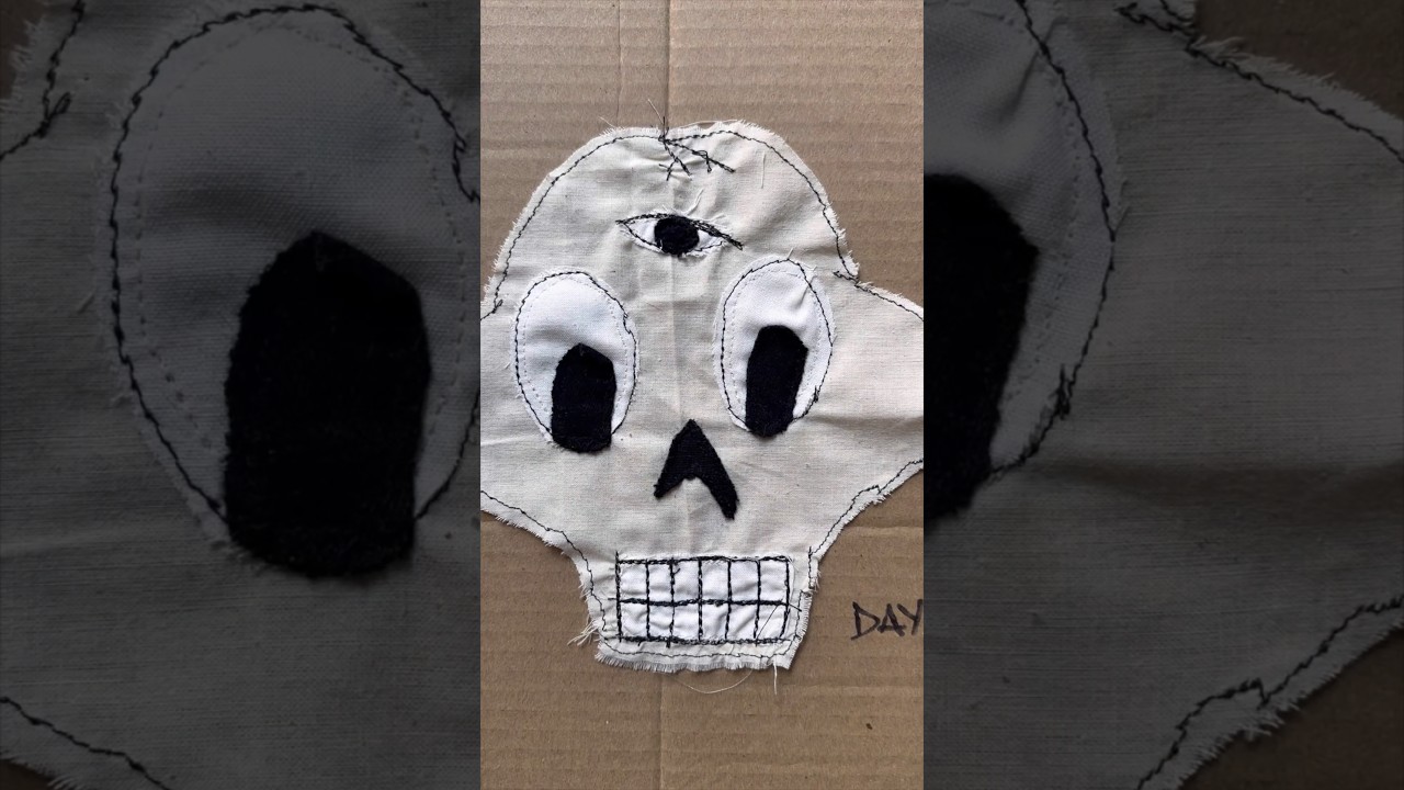 Daily Faces Challenge: Day 83/365- Sewn Scrap Fabric Skull | Textile ...