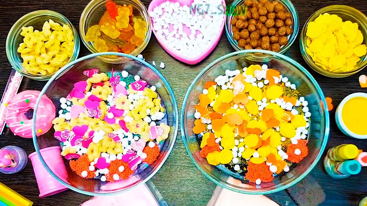 Pink vs yellow part 2 by mixing random things in slime 4 - YouTube