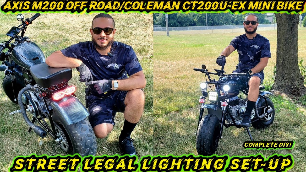 Axis M200 Off Road/Coleman CT200U-EX Mini Bike street legal lighting set-up [Complete DIY] - YouTube