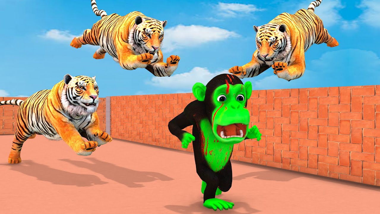 Temple Run Funny Monkey Run away From Zombie Tigers | Zombie Monkey vs ...