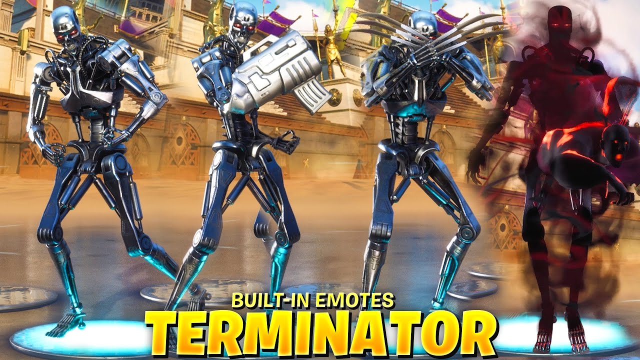 All Fortnite Built-In Emotes with Terminator T-800 Skin! - YouTube