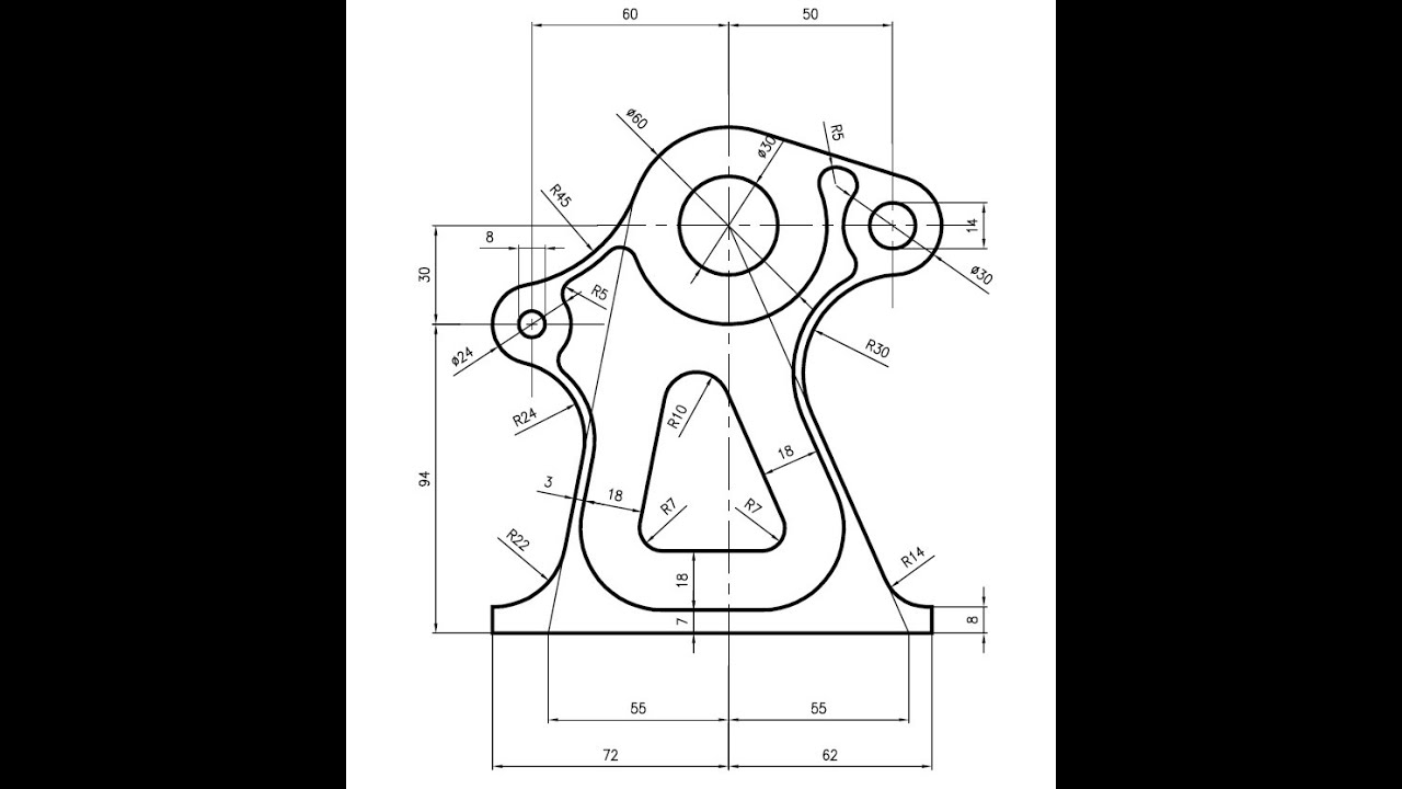 AutoCAD 12 práctica círculo tangente tangente radio - YouTube