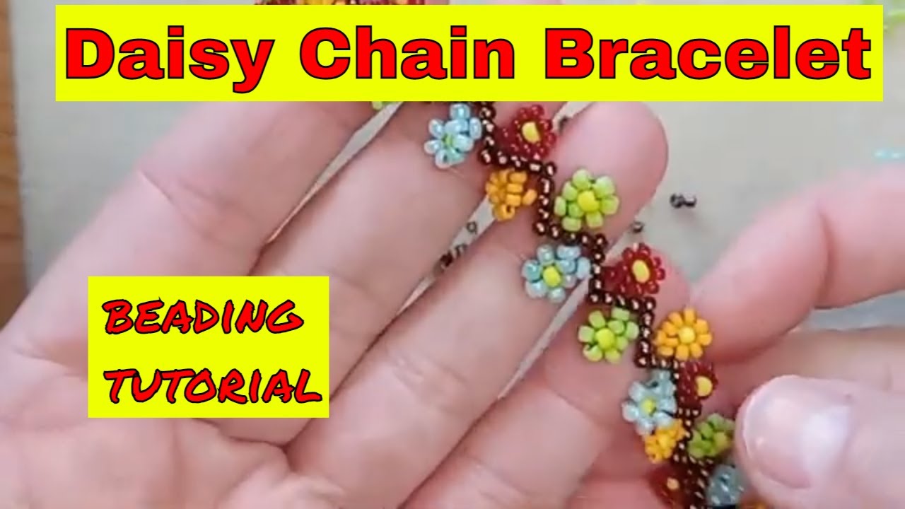 Daisy Chain Stitch with Seed Beads - Beaded Bracelet Beading Tutorial ...