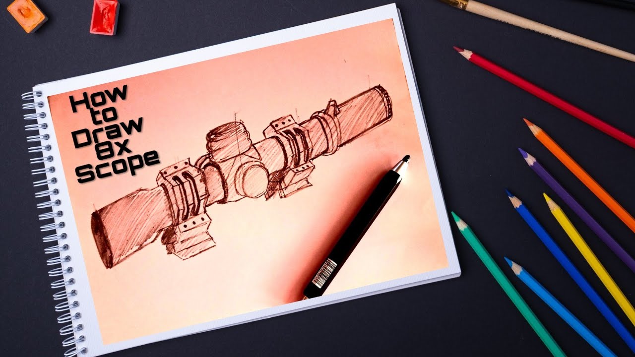 How to Draw 8x Scope From Pubg || Easy for Kids || Pubg Mobile Season ...
